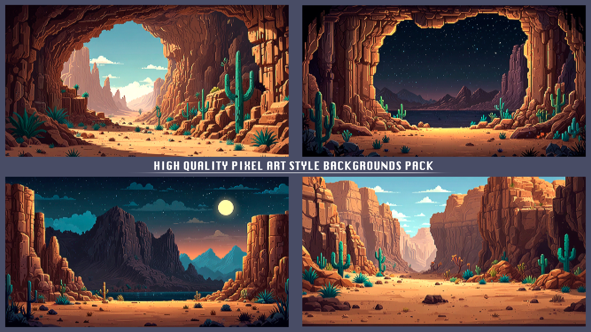 140+ DESERT PIXEL ART BACKGROUNDS by PIXELHUNT