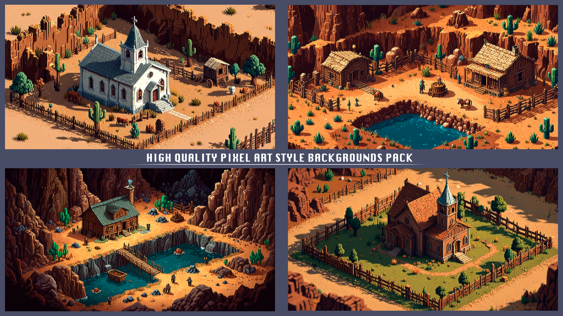 150+ WILD WEST ISOMETRIC BACKGROUNDS by PIXELHUNT