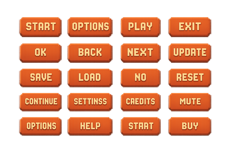 Pixel UI Buttons Pack – 20 Retro Game Buttons by SnowSoul