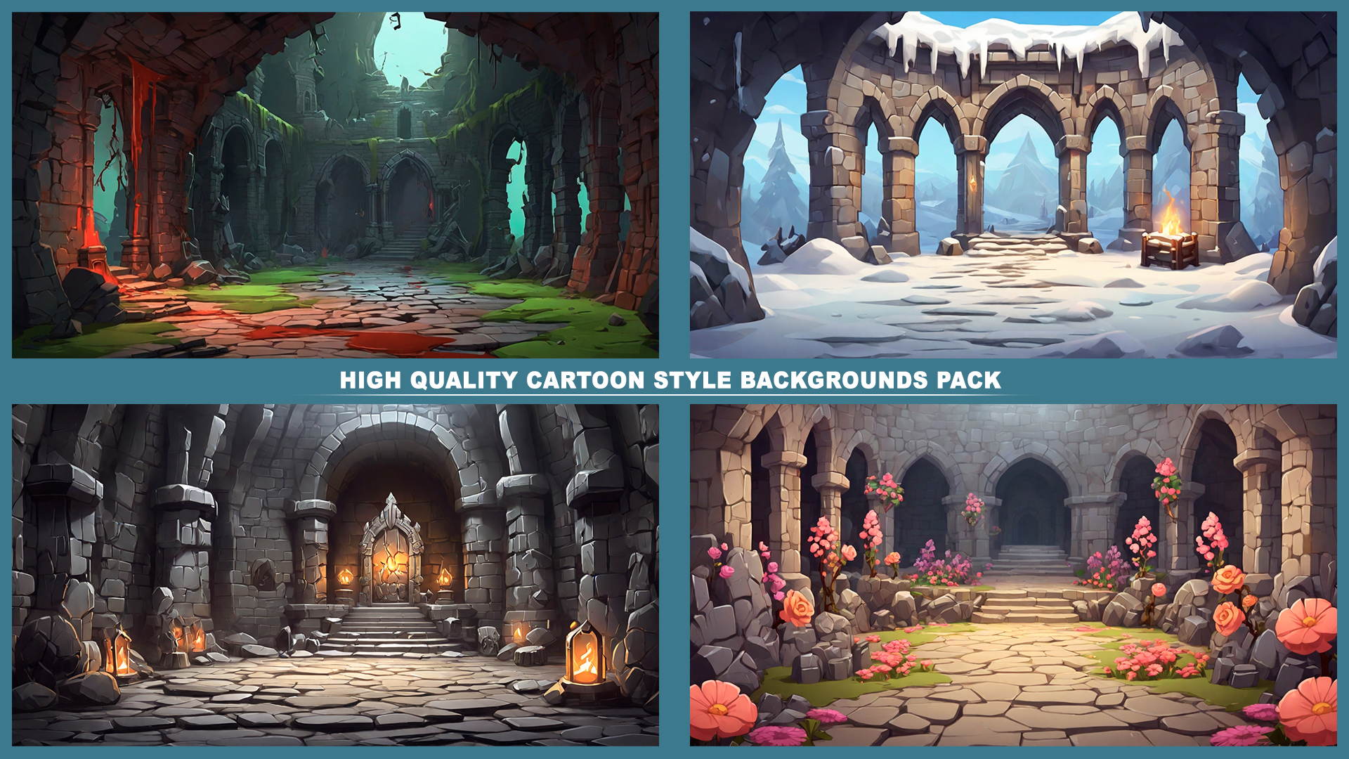 105+ DUNGEON BACKGROUNDS by PIXELHUNT