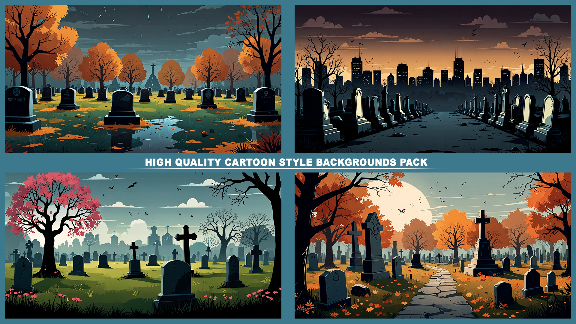 120+ GRAVEYARD BACKGROUNDS by PIXELHUNT