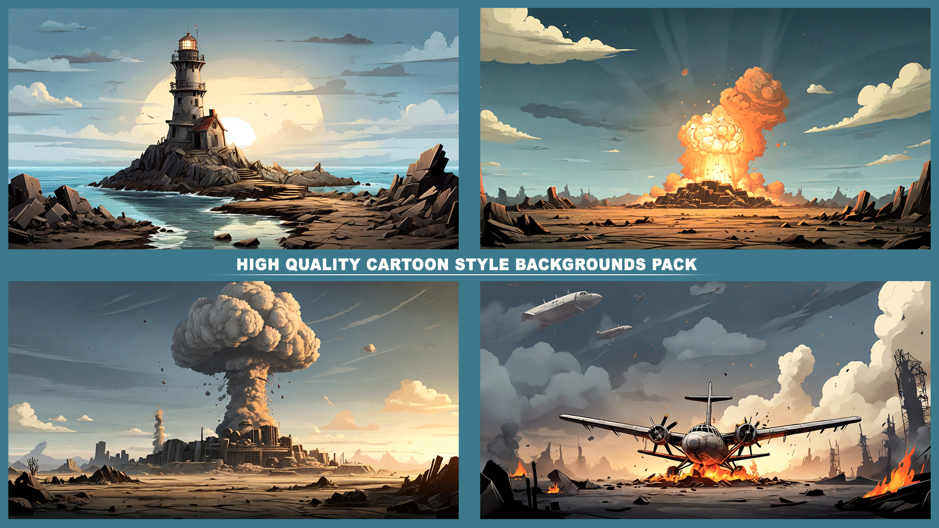 110+ POST-APOCALYPTIC BACKGROUNDS by PIXELHUNT
