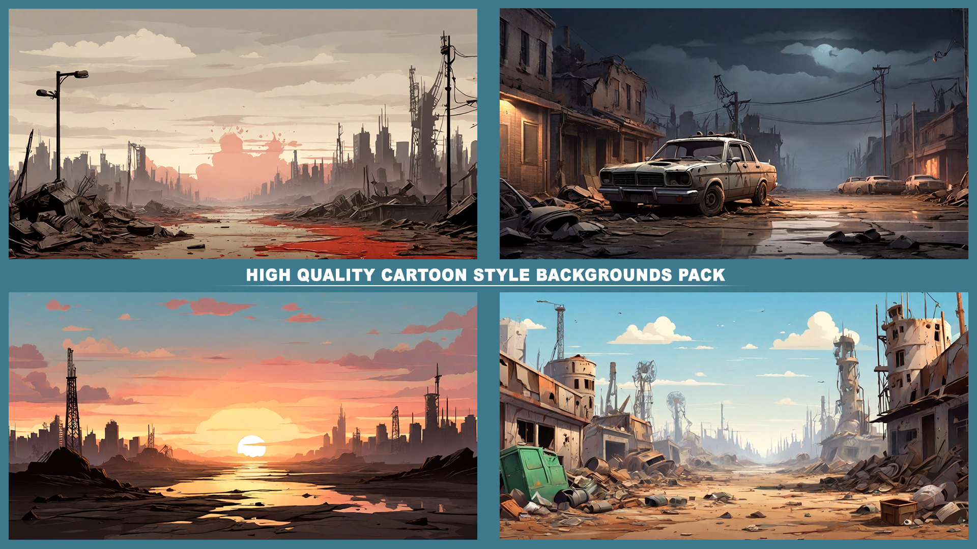 110+ POST-APOCALYPTIC BACKGROUNDS by PIXELHUNT