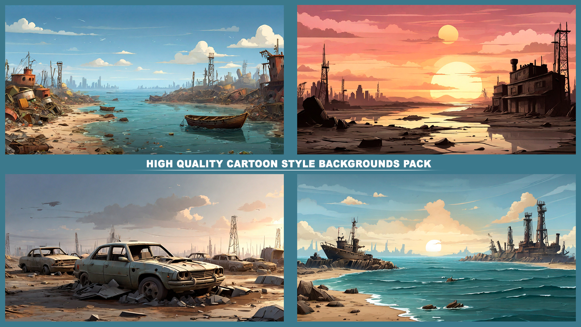 110+ POST-APOCALYPTIC BACKGROUNDS by PIXELHUNT