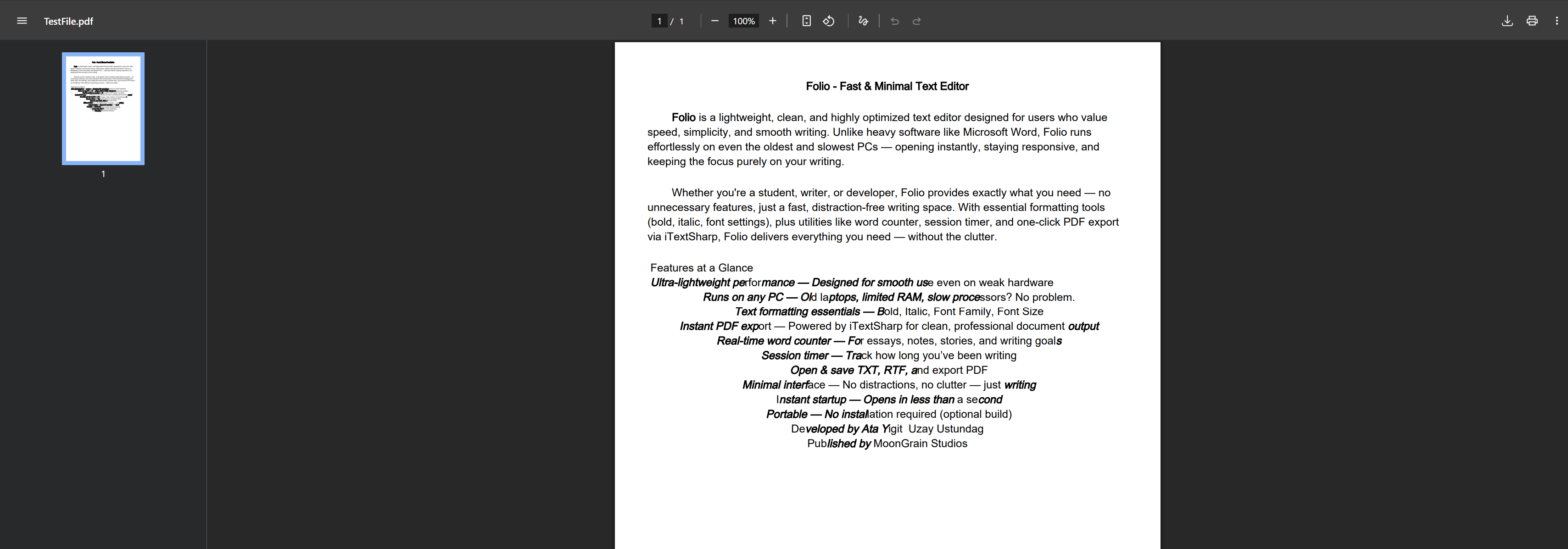 Folio — Fast & Minimal Text Editor by MoonGrain Studios