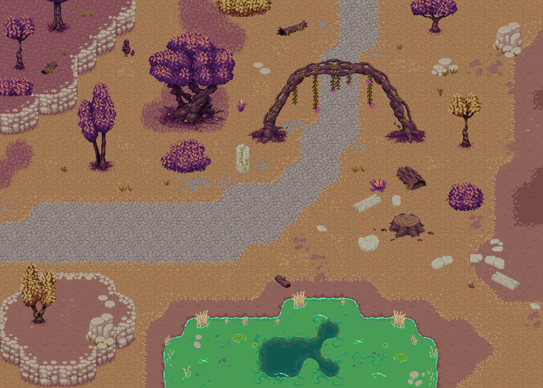 Arcane Grasslands and Forest Tiles 32x32 by grajo