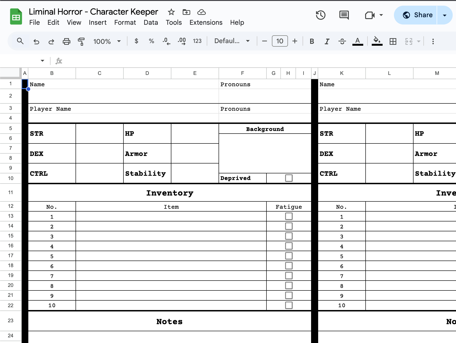 Liminal Horror Character Sheets & Pregens by Goblin Archives