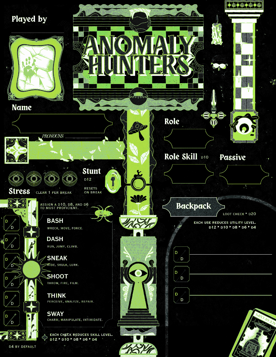Character Sheet | Anomaly Hunters by andy