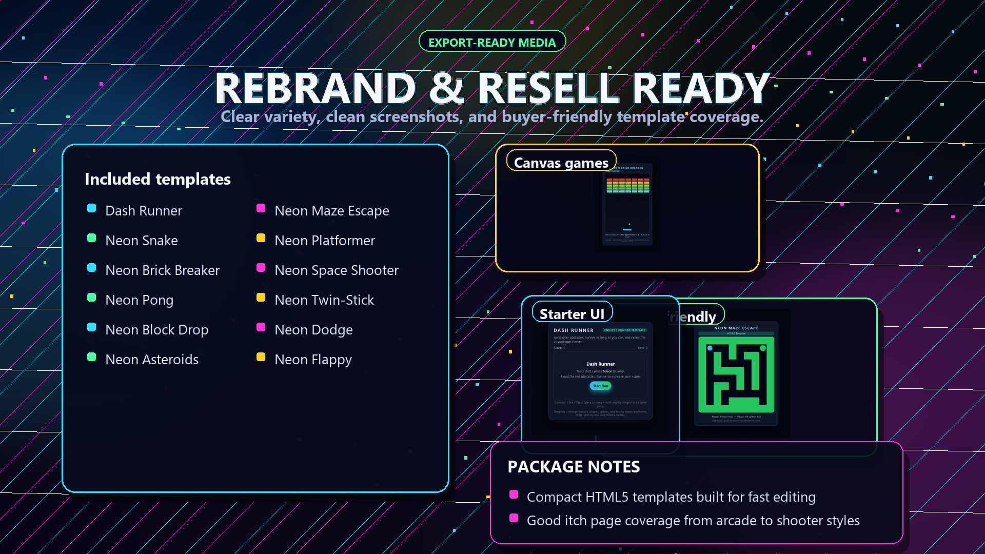 Neon HTML5 Mega Pack - 12 Arcade Game Templates to Rebrand & Resell by ...