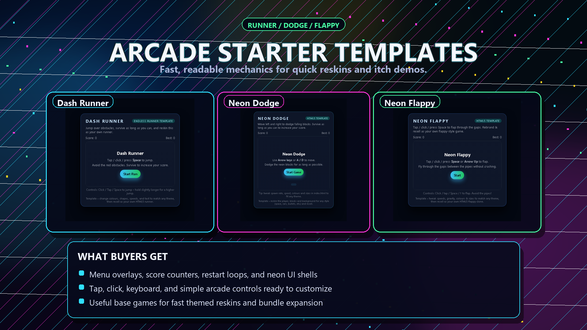 Neon HTML5 Mega Pack - 12 Arcade Game Templates to Rebrand & Resell by ...