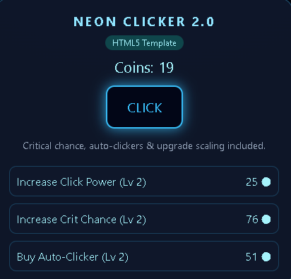 HTML5 Idle Game Template – Clicker System with Auto & Upgrades by ...