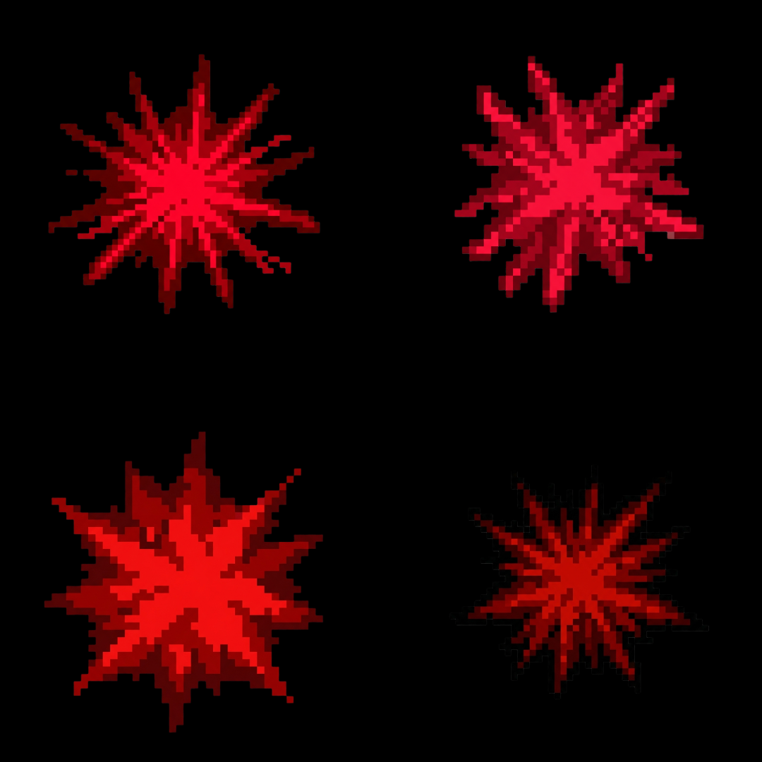 24 Pixel Blood FX Pack — Splashes, Slashes & Impacts (64/128px) by sidelka