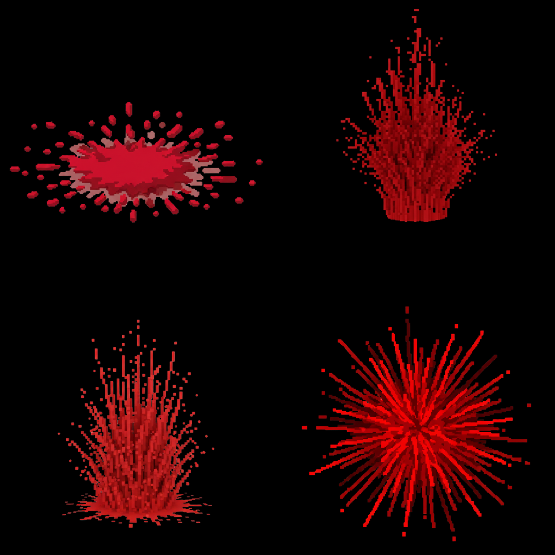 24 Pixel Blood FX Pack — Splashes, Slashes & Impacts (64/128px) by sidelka