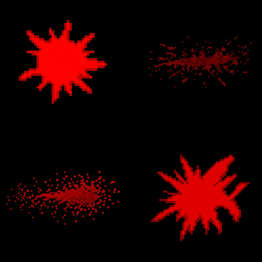24 Pixel Blood FX Pack — Splashes, Slashes & Impacts (64/128px) by sidelka