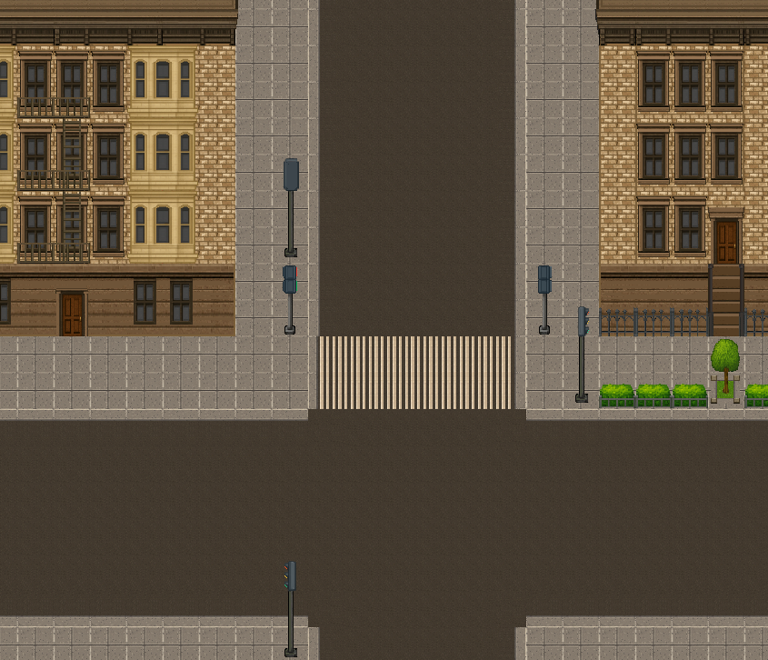 US City – Brooklyn Brownstone Streets (48×48, RPG Maker) by KiDD50