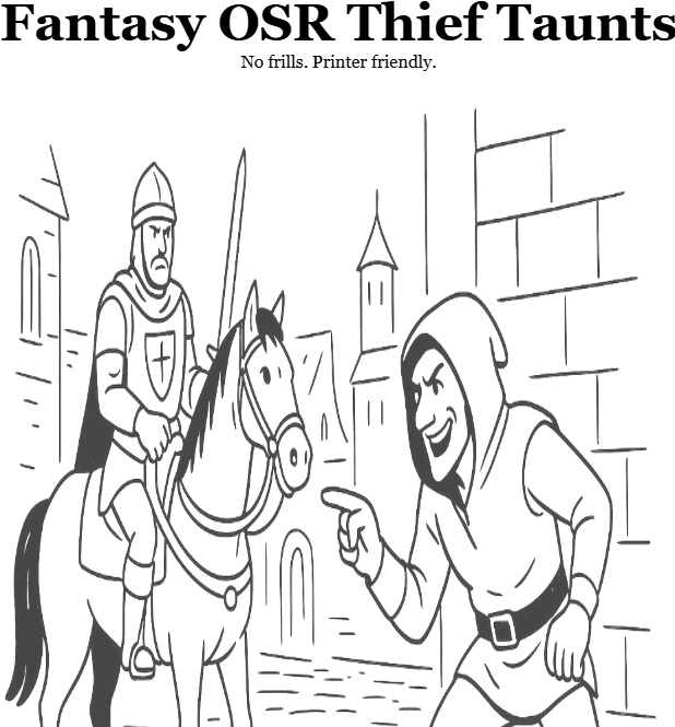 Fantasy OSR Thief Taunts by Tolemykus