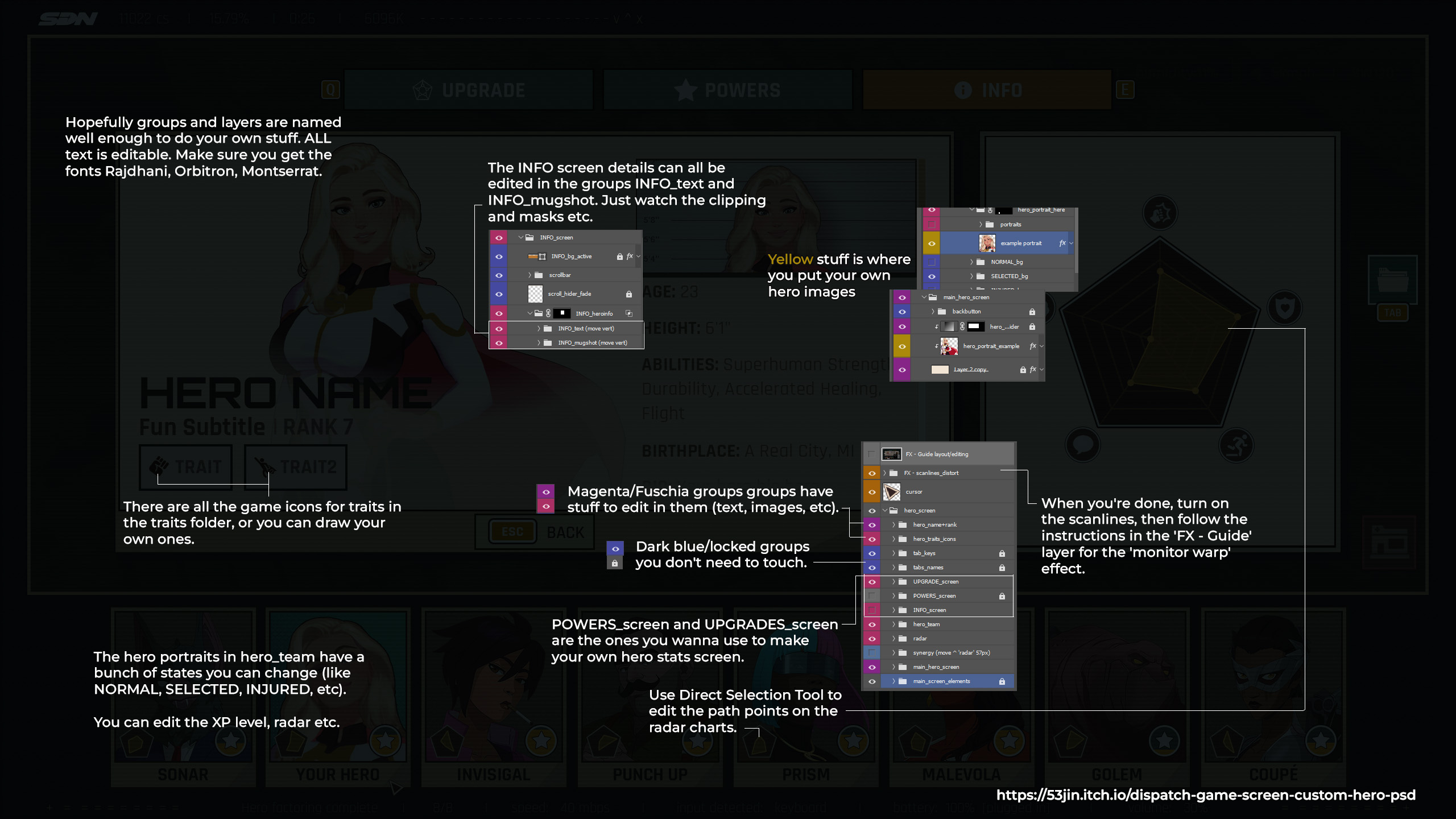 DISPATCH GAME SCREEN - CUSTOM HERO PSD by Jiggle Physics