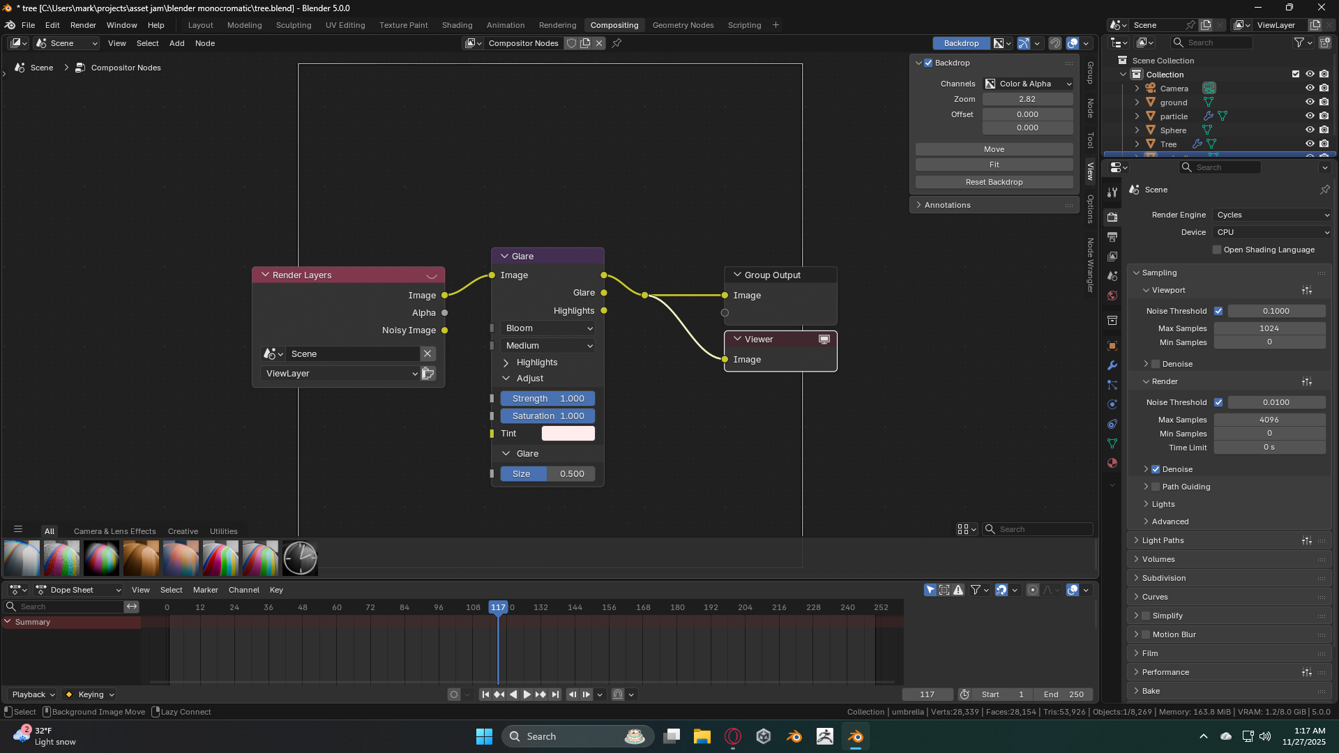 Raining monochromatic blender jam by mwillismodeler