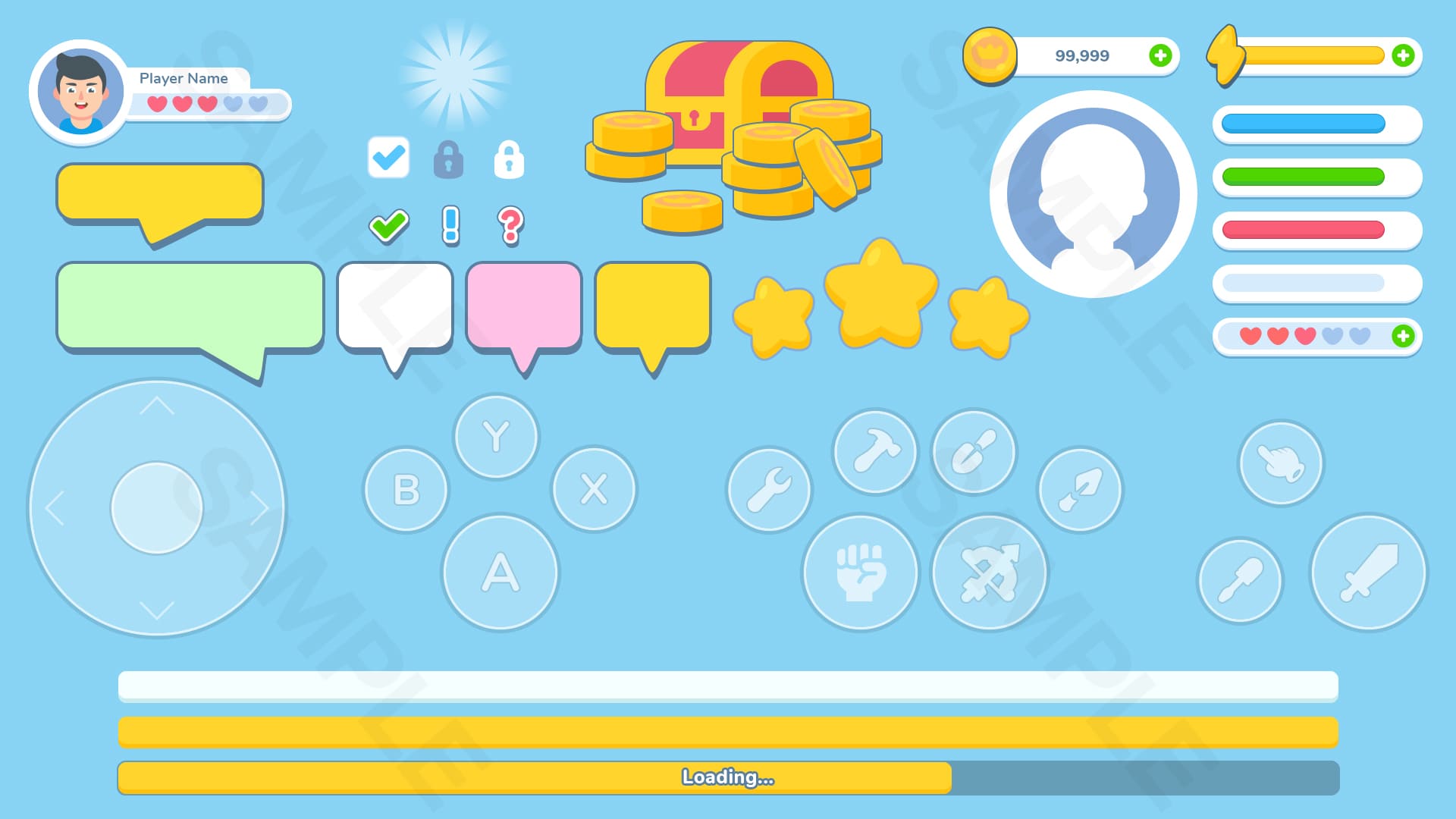 Casual Game UI Kit - Blue Sky Theme by Renderman