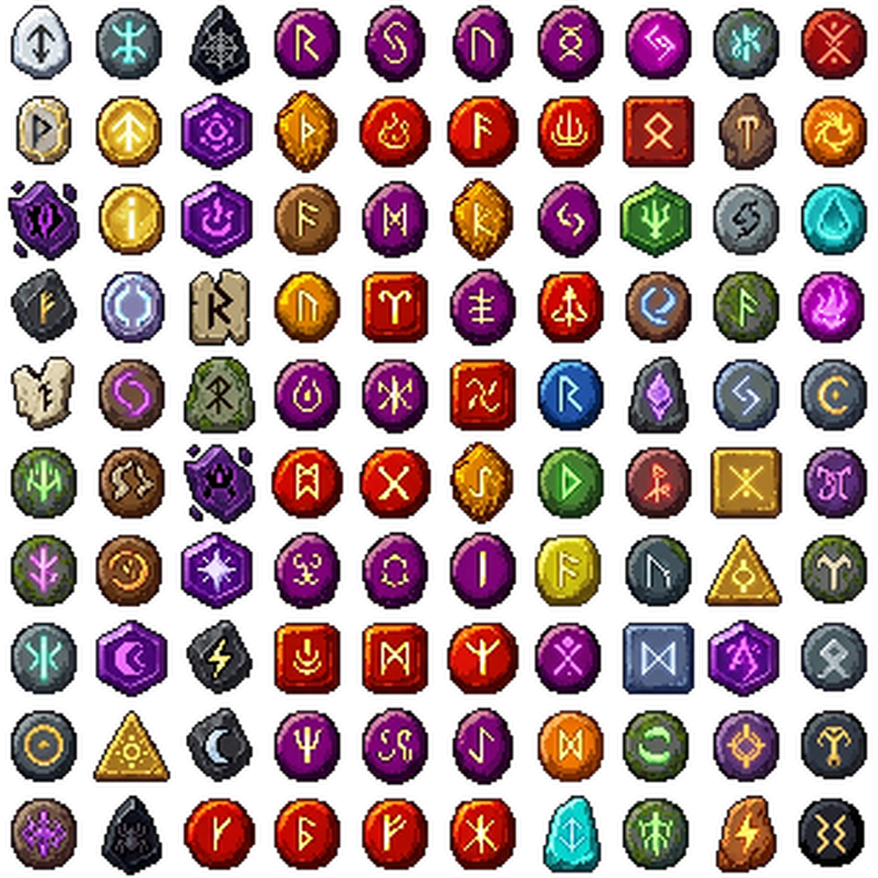 100 Pixel Art Rune Icons by pixStuff