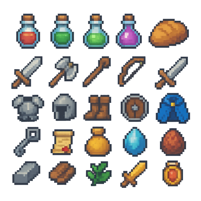 Medieval Fantasy Item Pack - 25 Pixel Art Sprites by SnowSoul