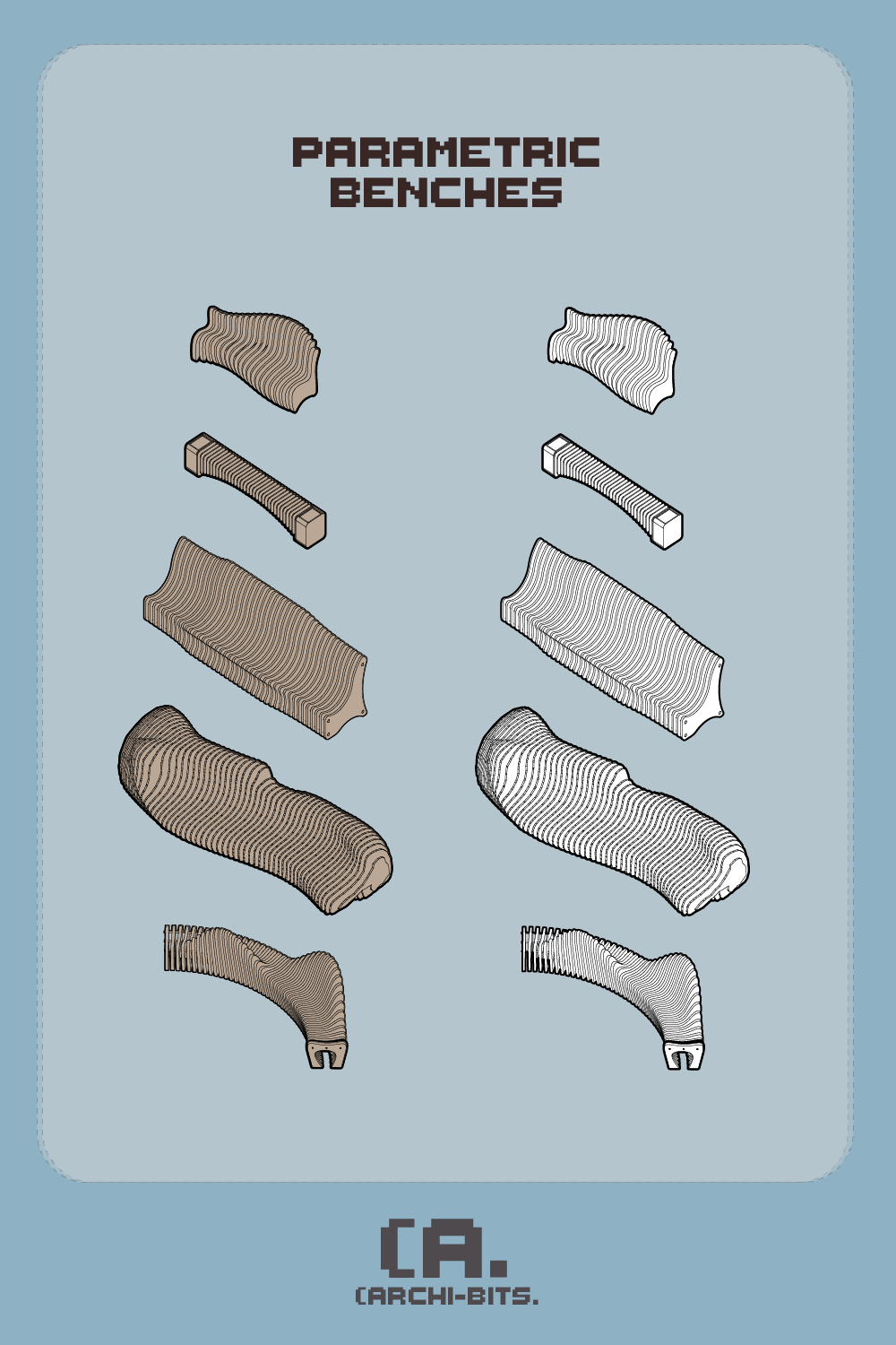 Isometric Parametric Benches by Archi-Bits Studio