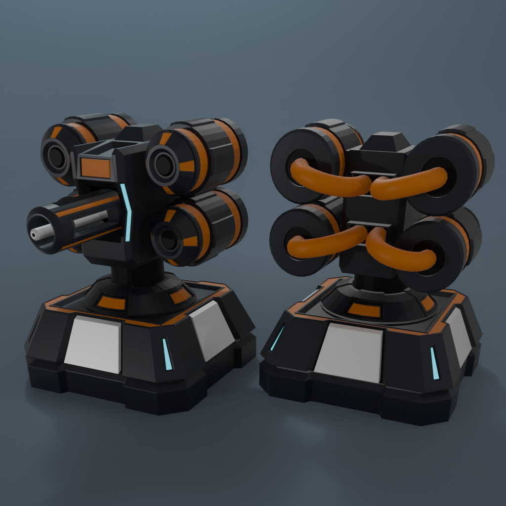 Low Poly Sci-Fi Turrets & Defense Pack D-001 by OZEA Studio
