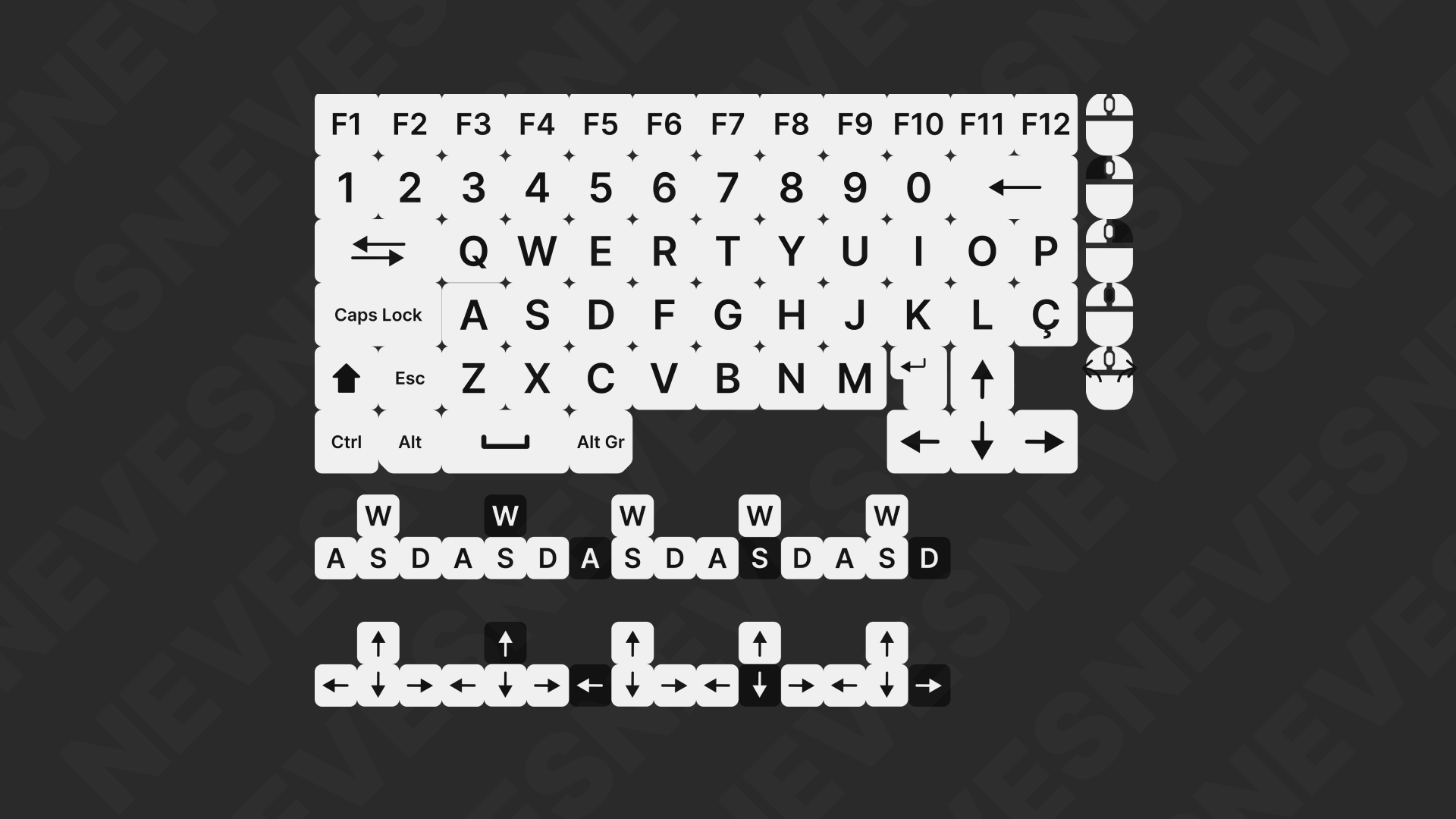 Black and White Game Input Icons by Lucas Neves