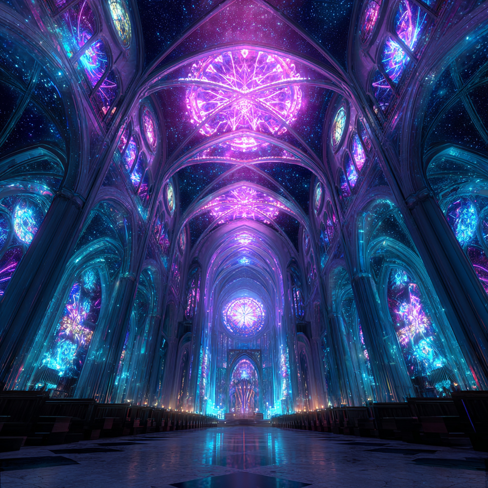 NightGrid Cathedral – 10 High-Resolution 4K Sci-Fi Neon Cathedral ...