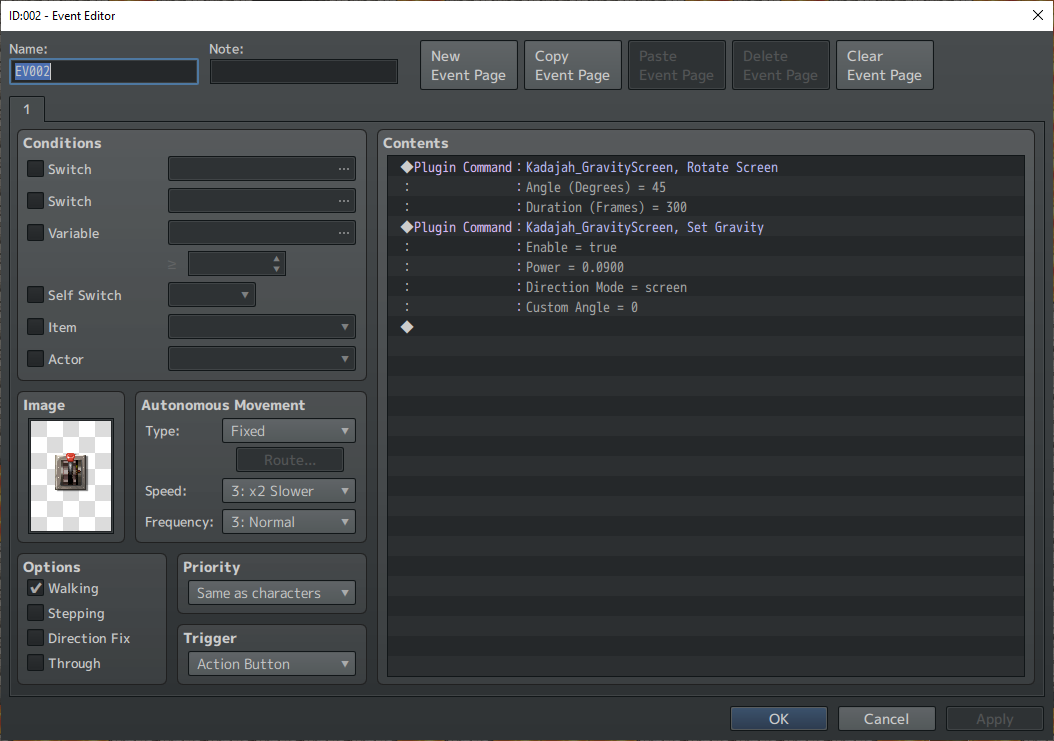 Kadajah's Gravity Screen for RPG Maker MZ by Kadajah