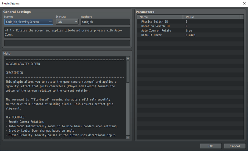 Kadajah's Gravity Screen for RPG Maker MZ by Kadajah