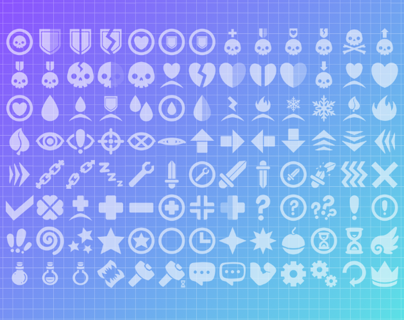 100 Status Effects Flat Icons by KatGrabowska