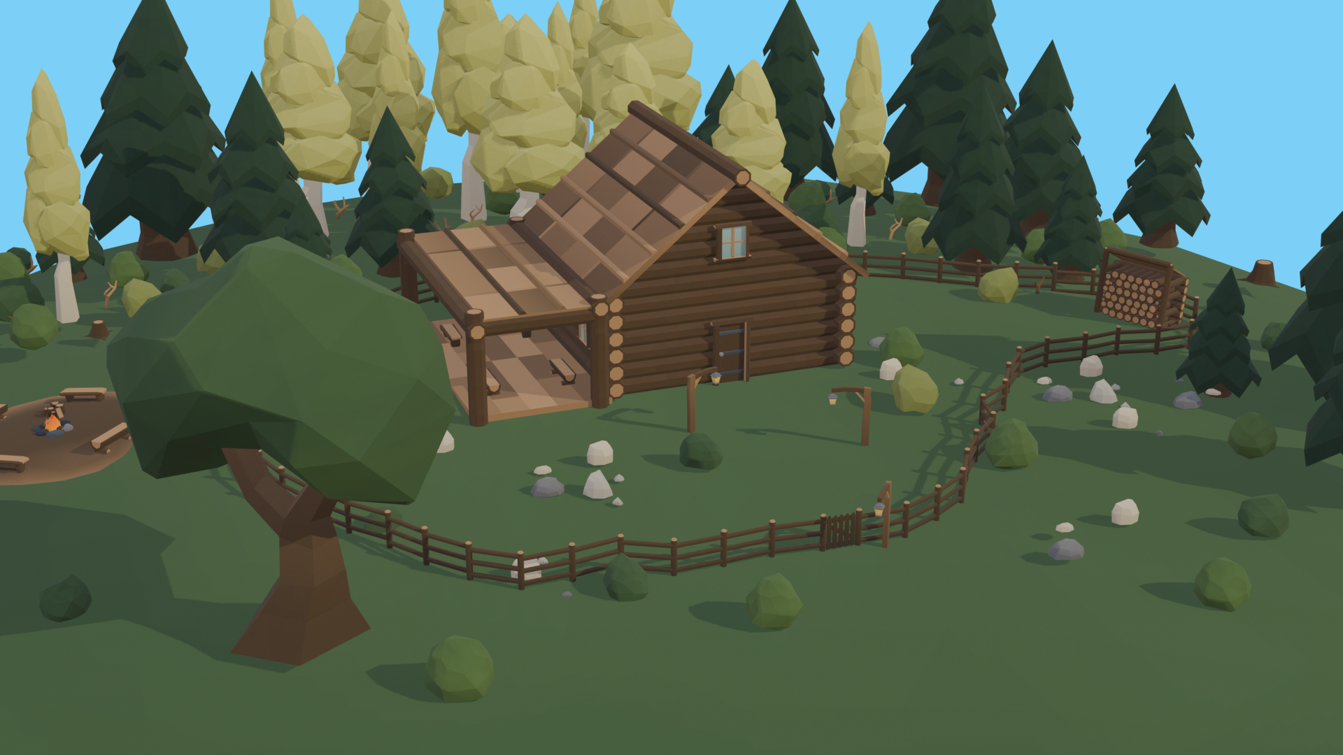 Low Poly Winter Log Cabin by Small Hearth Studios