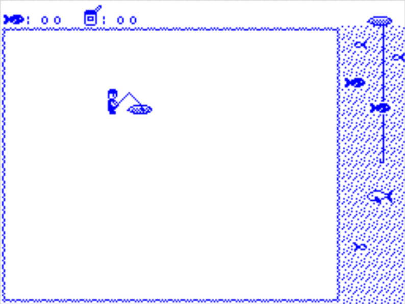 1-bit 8x8 Retro Ice Fishing Sprites with Font by bigindie