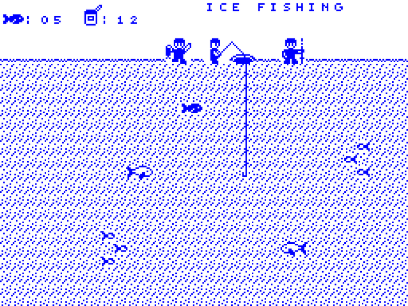 1-bit 8x8 Retro Ice Fishing Sprites with Font by bigindie