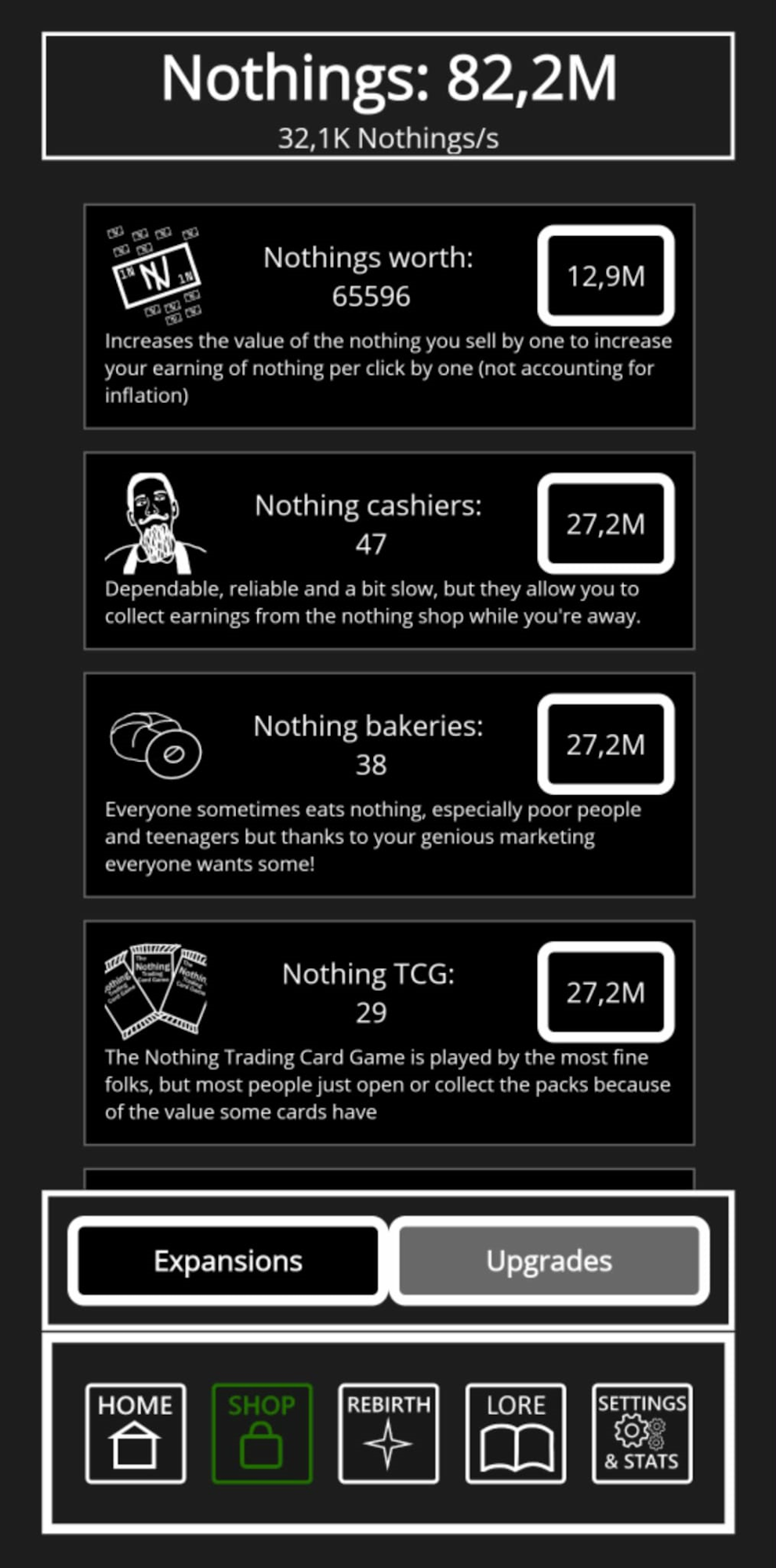 The Nothing Shop - a clicker by LightninG_Gd