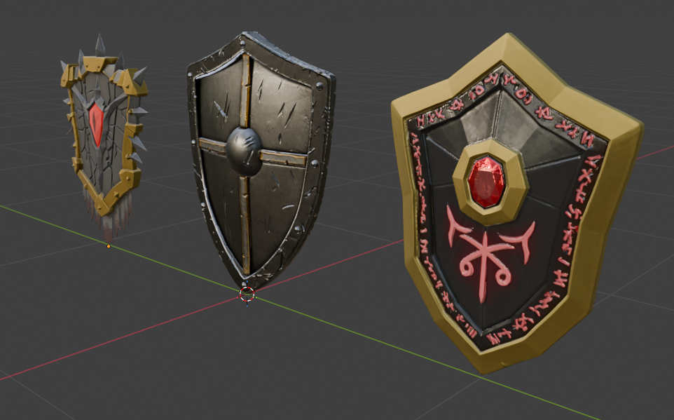 Dark Shields Pack – Stylized Fantasy Shields (3 Assets) by Marco Brito
