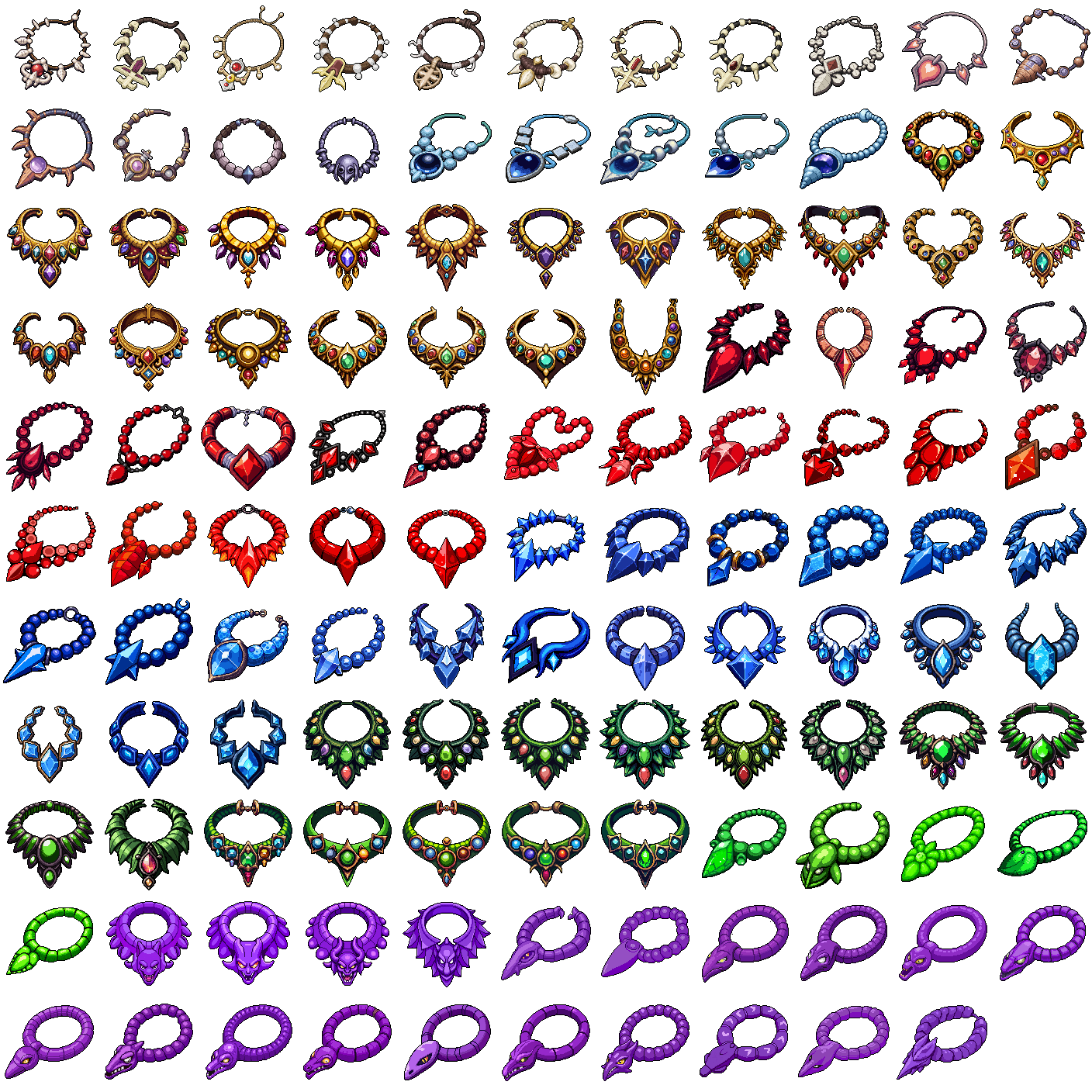 Free Pixel Art Necklace Pack – 120 Medieval Fantasy Amulets (1400+ Files, Commercial Use) by ...