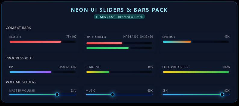 HTML5 Sliders & Progress Bars – UI Controls Pack (Range Inputs & Bars ...