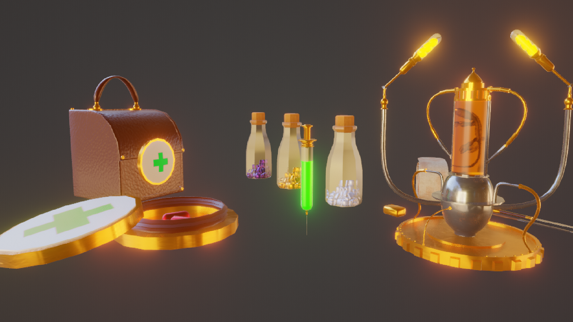 Steampunk First-Aid Pack – Stylized Medical Props by Pegasus Studios