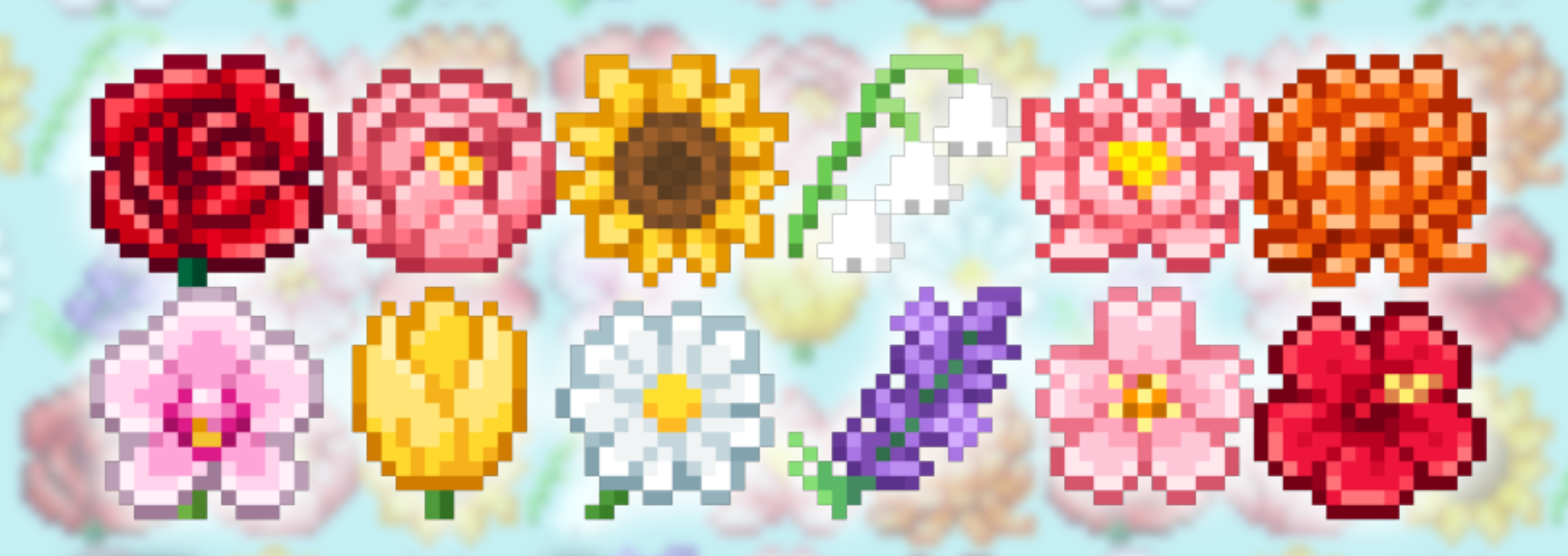 12 Pixel Flowers Icons by Frenchpixelle
