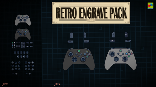 Update_03: XBox controllers kit - 2D Retro Engrave UI/GUI Kit by Barely ...