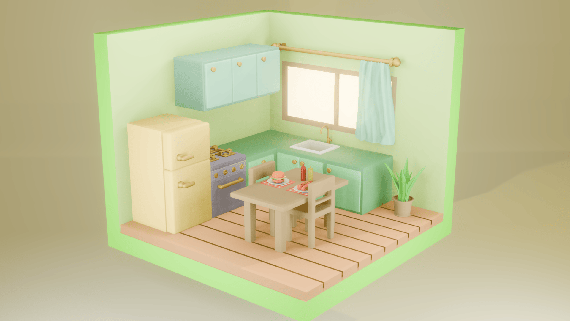 Cozy Kitchen Game Assets Pack 3D Models by StarsandShellsStudio