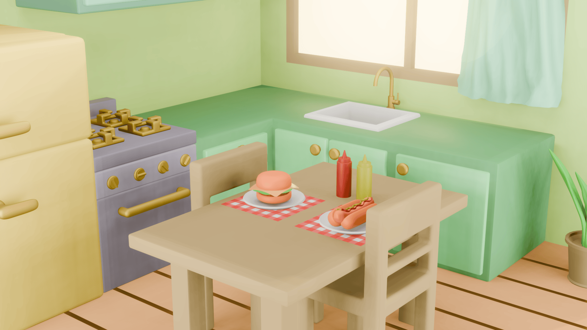 Cozy Kitchen Game Assets Pack 3D Models by StarsandShellsStudio