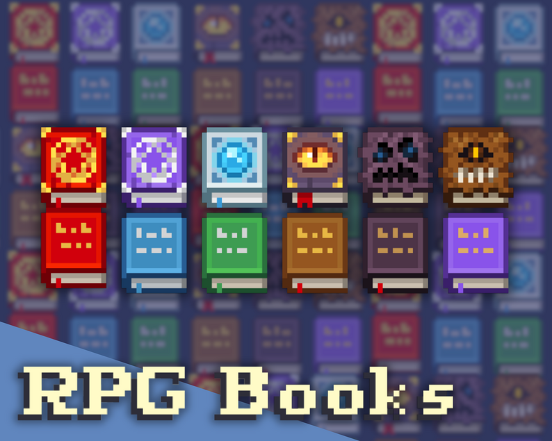 RPG Books pixel-art icons by Frenchpixelle