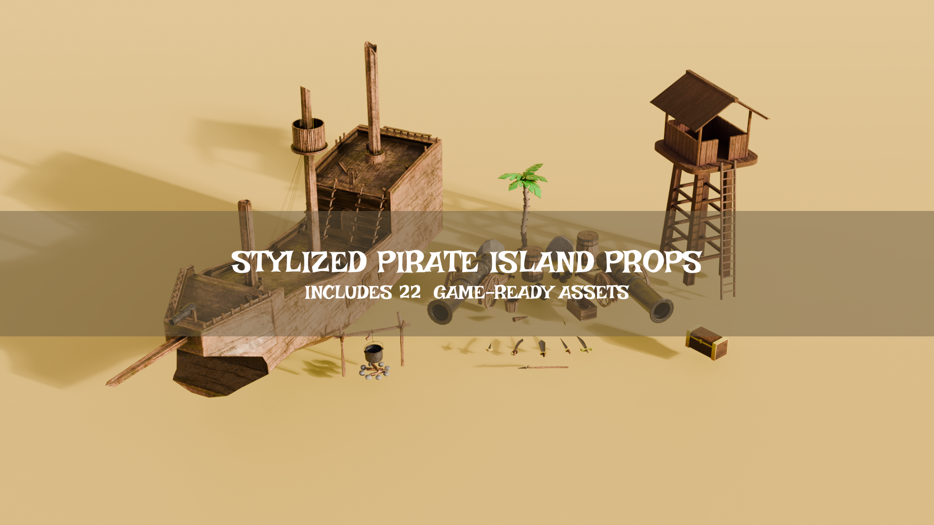 3D Stylized Pirate Island Props Pack by AdobeMano