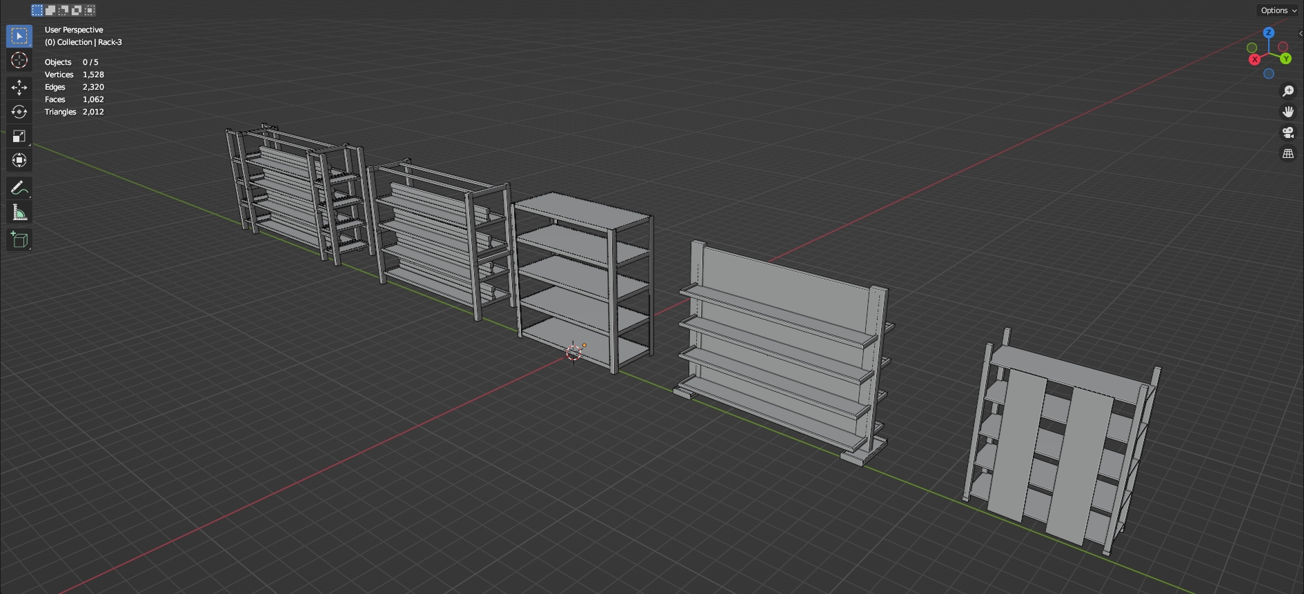 Low Poly Storage Racks Pack - 1 - Untextured by poly.alchemist