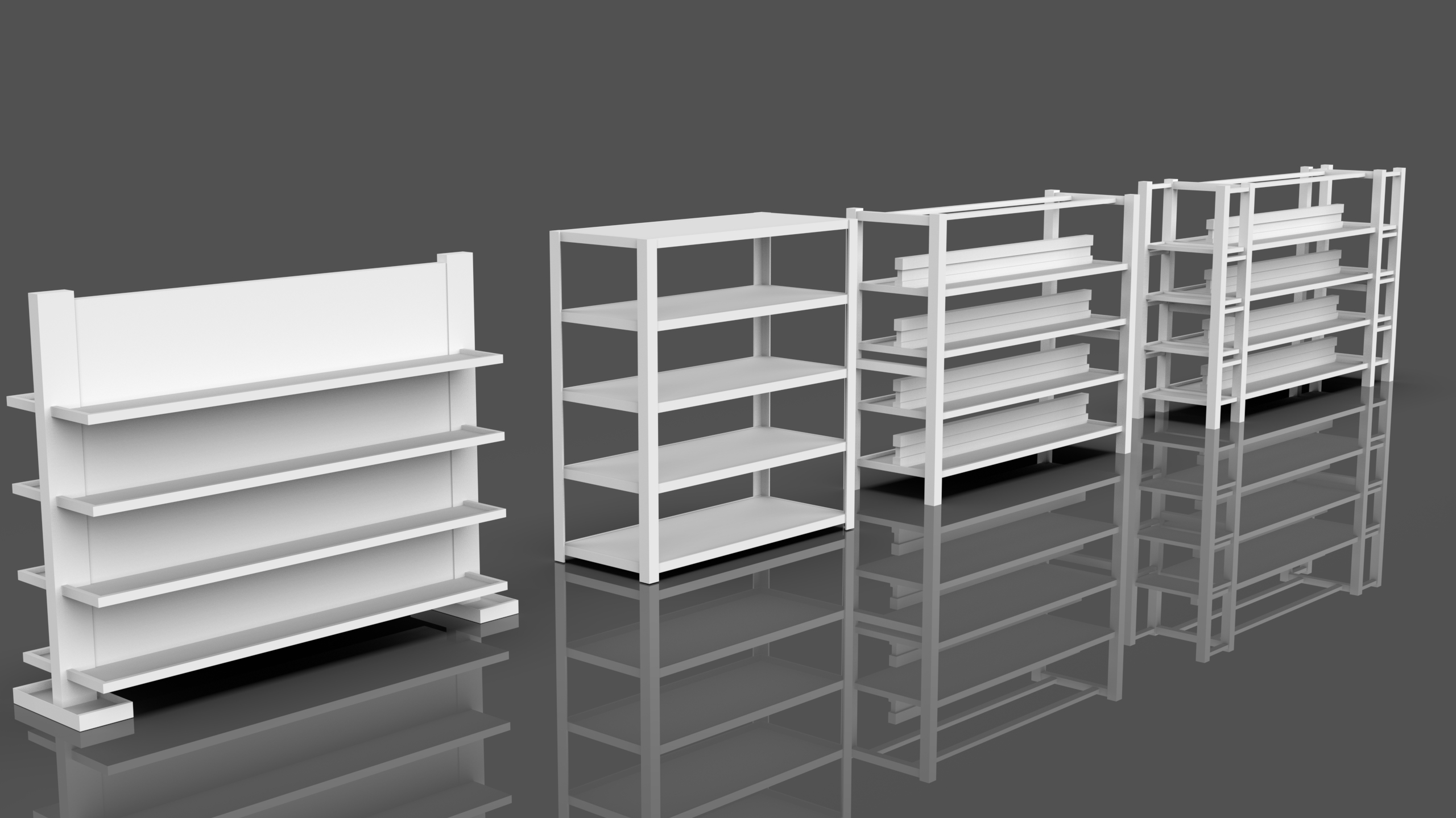 Low Poly Storage Racks Pack - 1 - Untextured by poly.alchemist