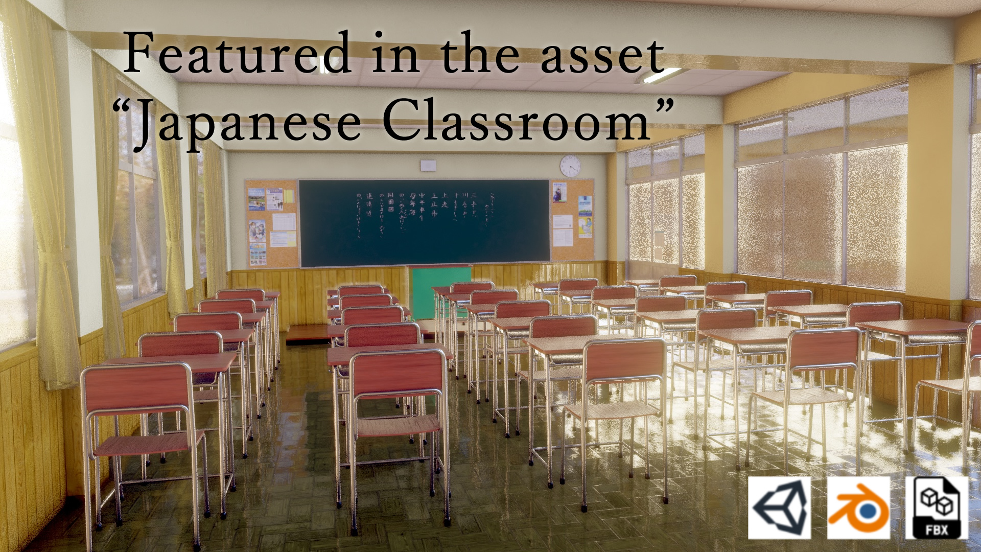 Japanese School Desk and Chair by BitSoft