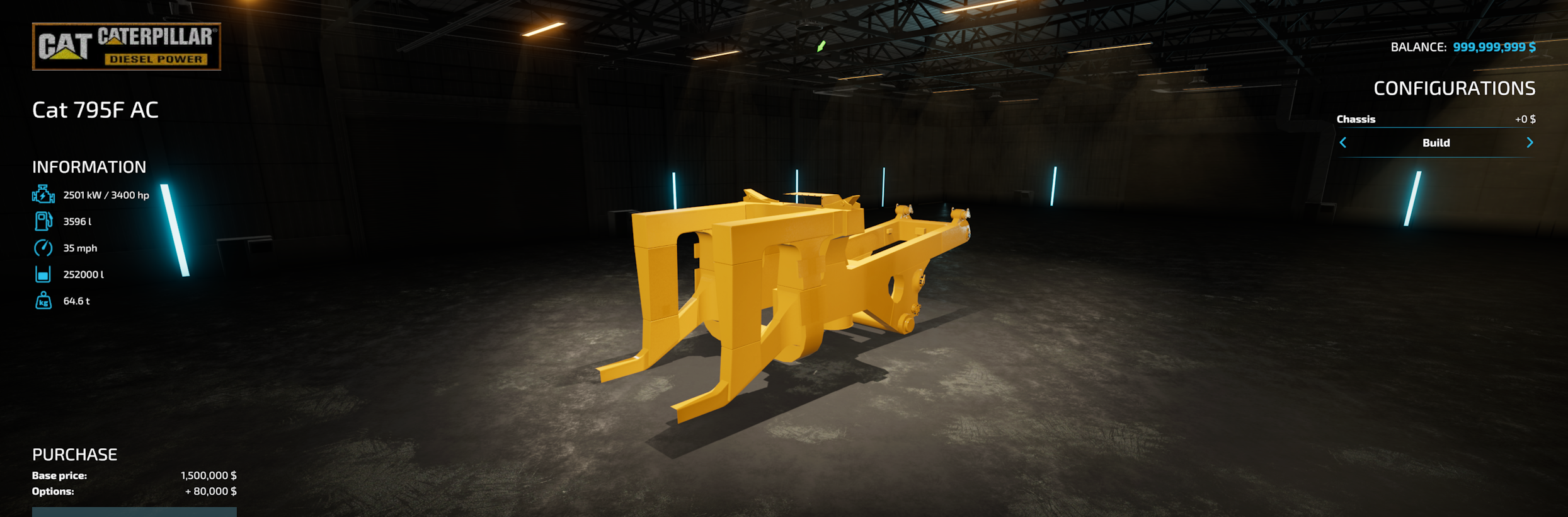 FS22 Buildable Cat 795 AC v1.0.0.1 by Critical Lift and Transport Sim Team, Coldfire Rigging